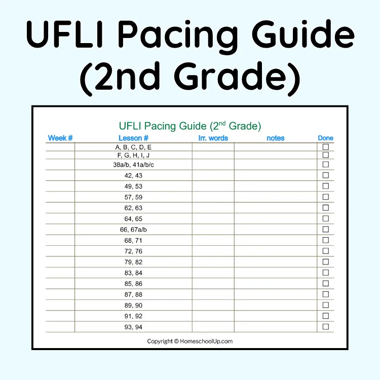 UFLI-aligned Pacing Guide For 2nd Grade | Homeschool Up
